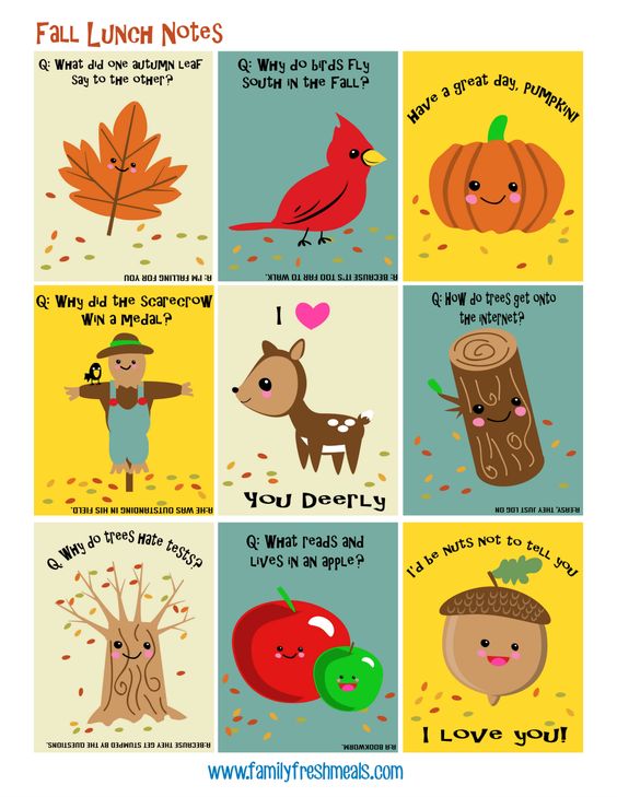 Free Printable 3 Fall Lunch Box Notes • Enchanted Little World